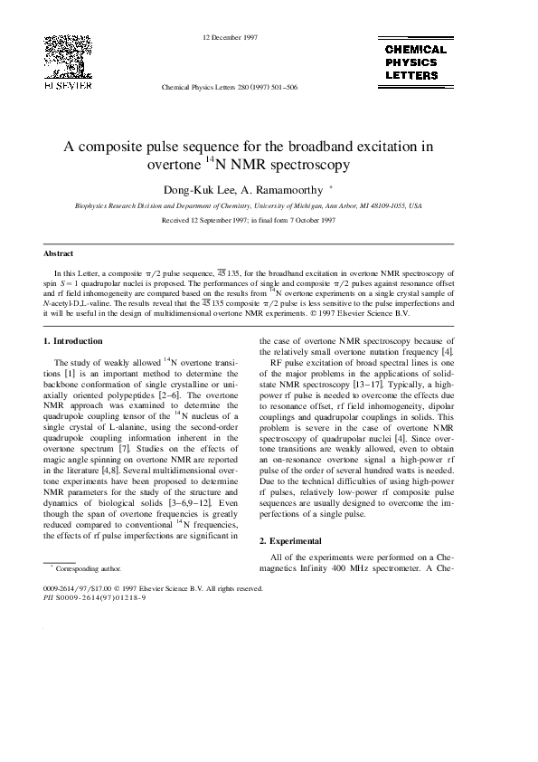 Pdf A Composite Pulse Sequence For The Broadband Excitation In