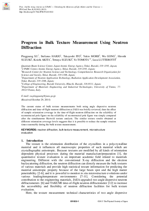 Progress In Bulk Texture Measurement Using Neutron Diffraction