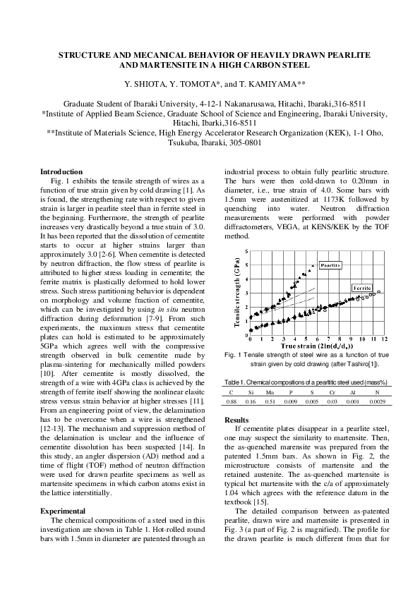 (PDF) Structure and mechanical behavior of heavily drawn pearlite and ...