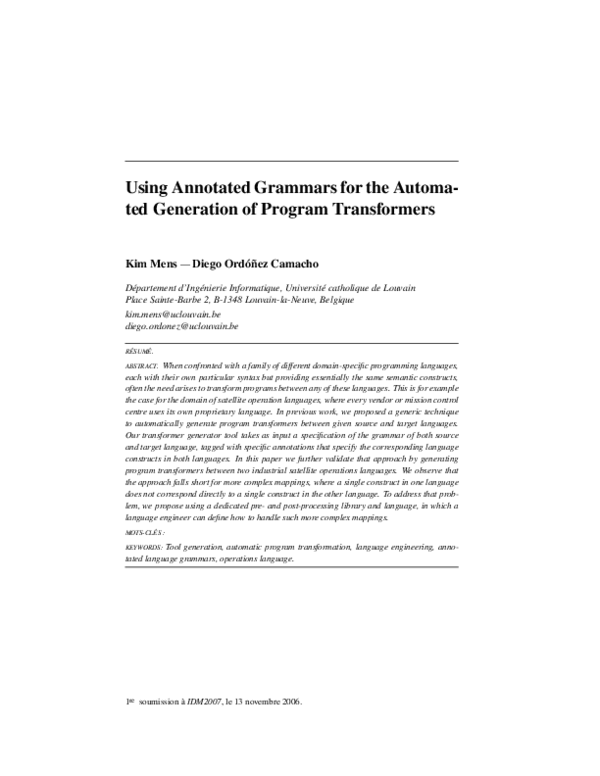(PDF) Using annotated grammars for the automated generation of program transformers