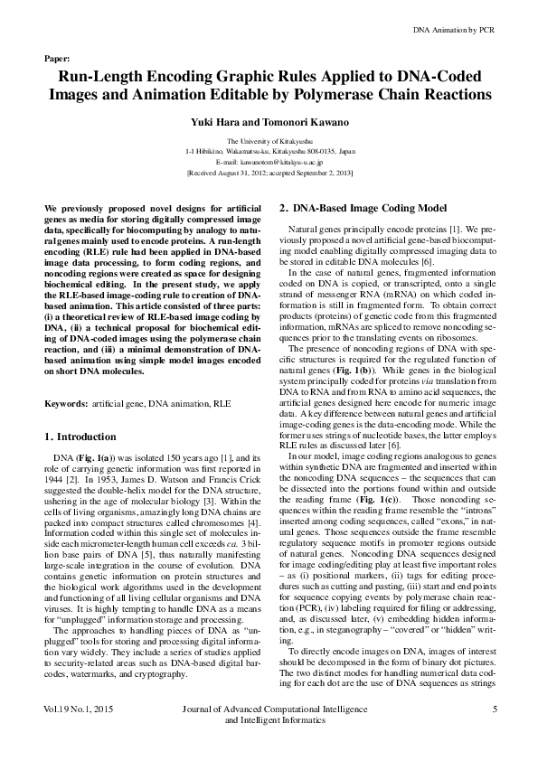 (PDF) DNA Animation by PCR Run-Length Encoding Graphic Rules Applied to ...