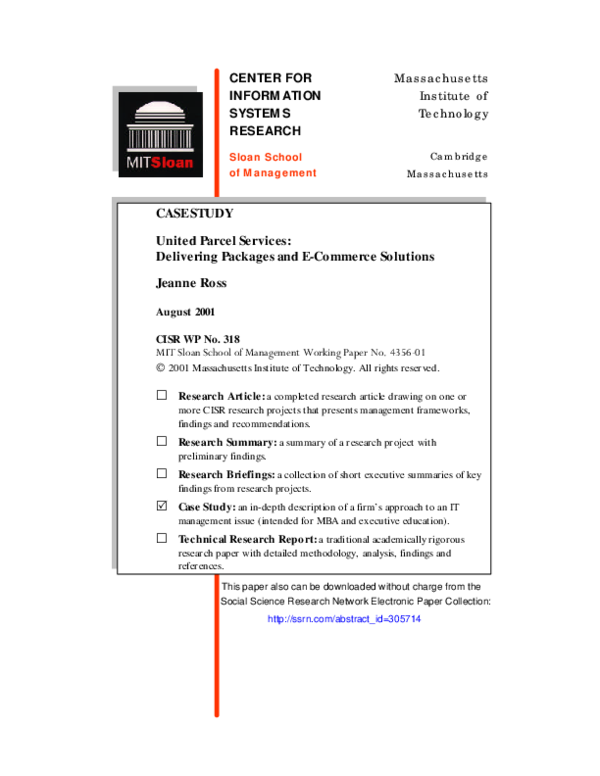 (PDF) United Parcel Services: Delivering Packages and E-Commerce Solutions