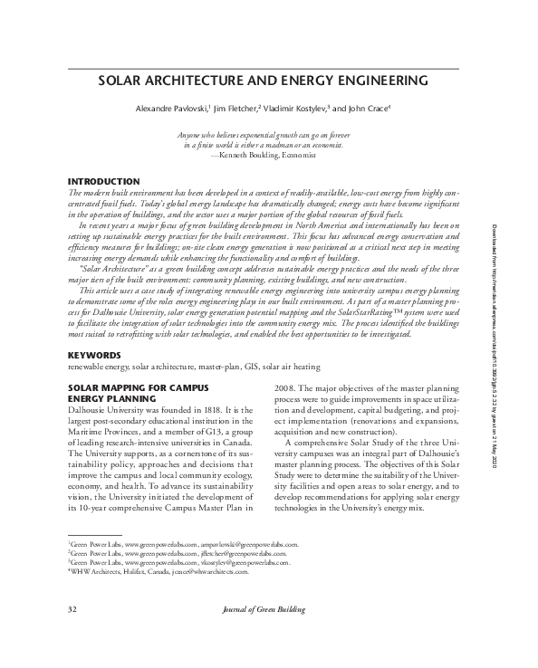 Pdf Solar Architecture And Energy Engineering