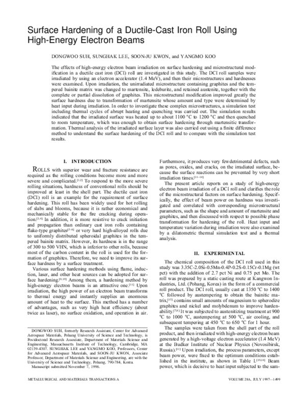 (PDF) Surface hardening of a ductile-cast iron roll using high-energy ...