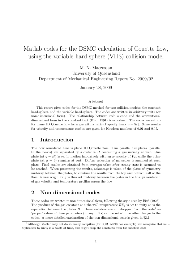 (PDF) Matlab codes for the DSMC calculation of Couette flow, using the variable-hard-sphere (VHS ...