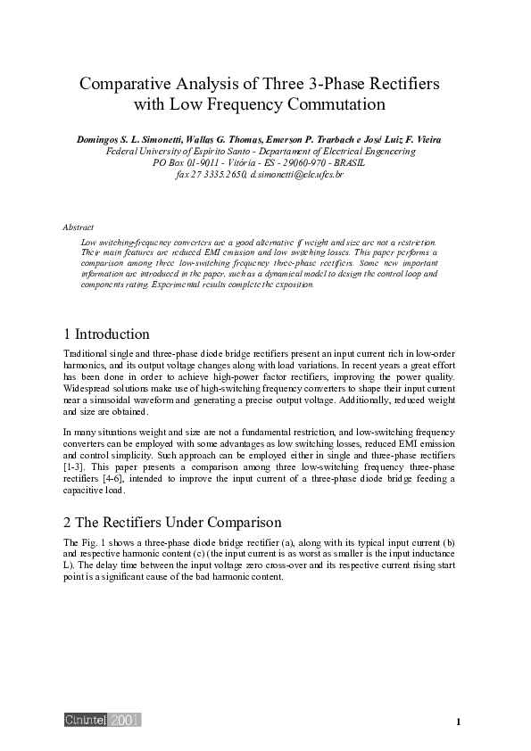 (PDF) Comparative Analysis of Three 3-Phase Rectifiers with Low Frequency Commutation