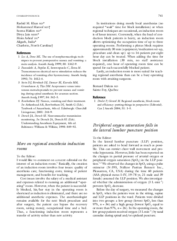 (PDF) More on regional anesthesia induction rooms