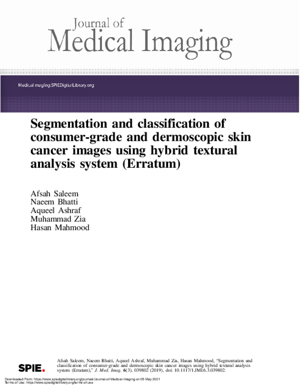 (PDF) Segmentation and classification of consumer-grade and dermoscopic skin cancer images using ...