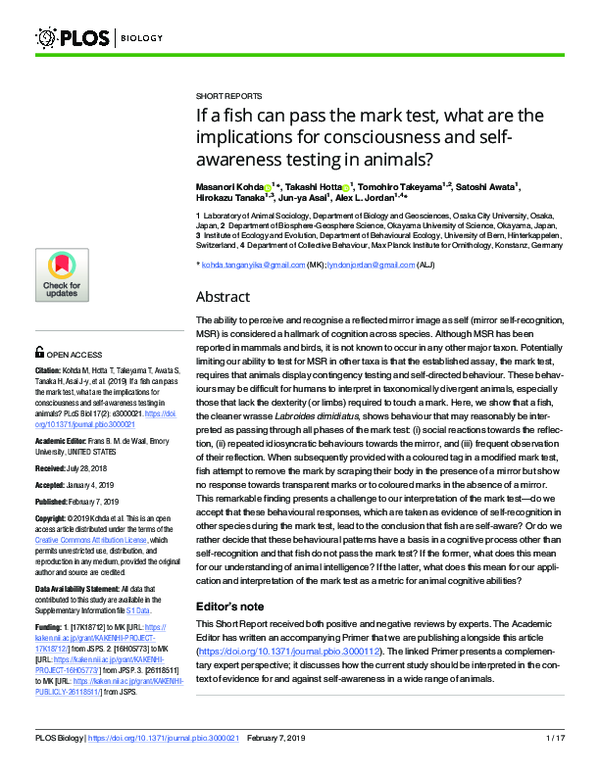(PDF) If a fish can pass the mark test, what are the implications for ...