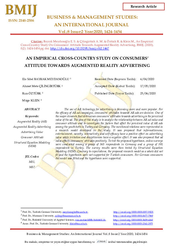 (PDF) An Empirical Cross-Country Study on Consumers’ Attitude Towards Augmented Reality Advertising