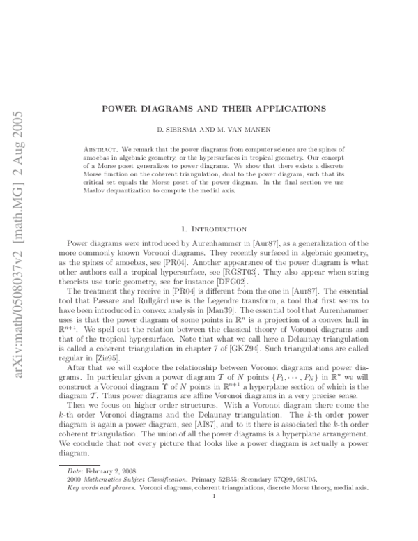 (PDF) Power diagrams and Morse Theory