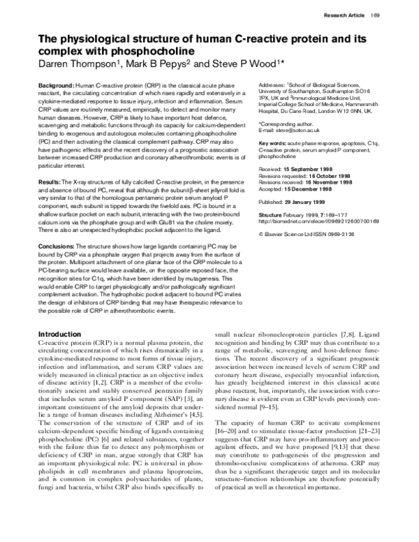 (PDF) The physiological structure of human C-reactive protein and its ...