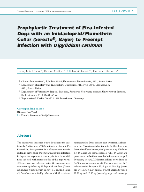 (PDF) Prophylactic Treatment of Flea-Infested Dogs with an Imidacloprid ...
