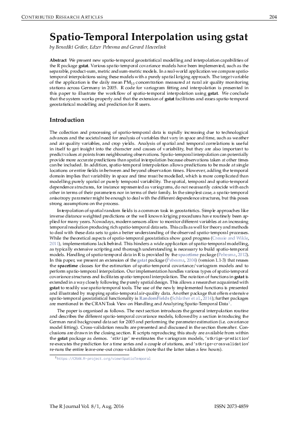 (PDF) Spatio-Temporal Interpolation using gstat