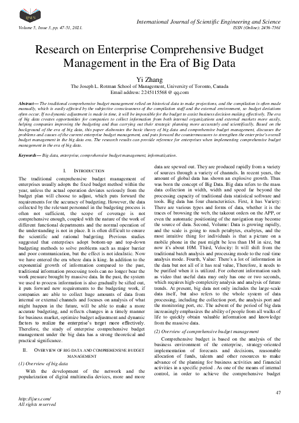 (PDF) Research on Enterprise Comprehensive Budget Management in the Era ...