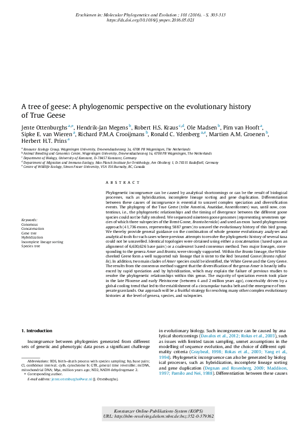 (PDF) A tree of geese: A phylogenomic perspective on the evolutionary ...