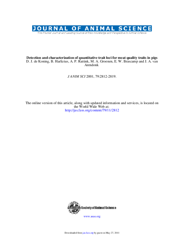 Pdf Detection And Characterization Of Quantitative Trait Loci For