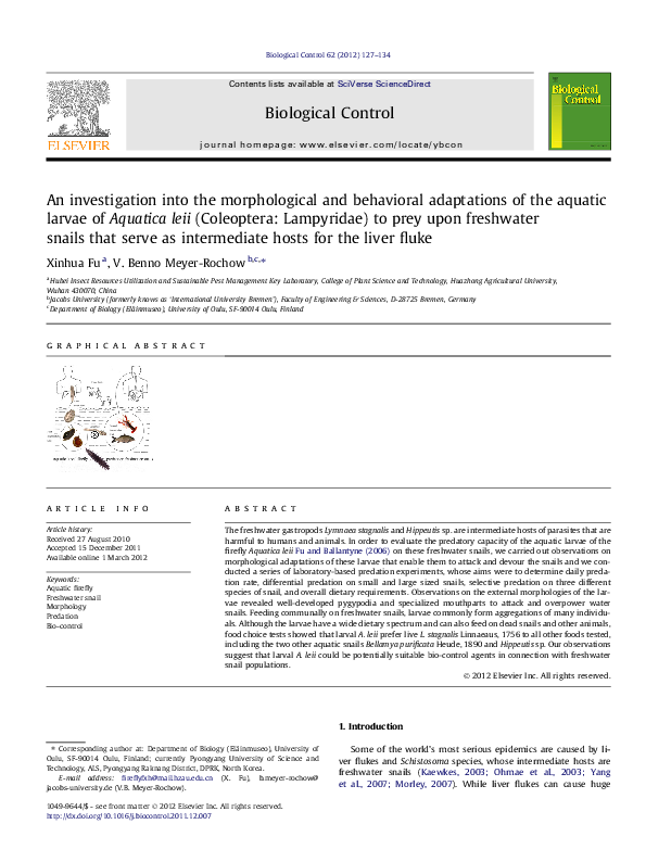 (PDF) An investigation into the morphological and behavioral adaptations of the aquatic larvae ...