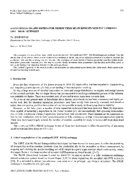 (PDF) A continuous on-line method for fission yield measurements with ...