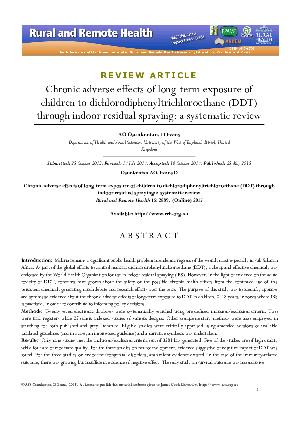 (PDF) Chronic adverse effects of long-term exposure of children to ...