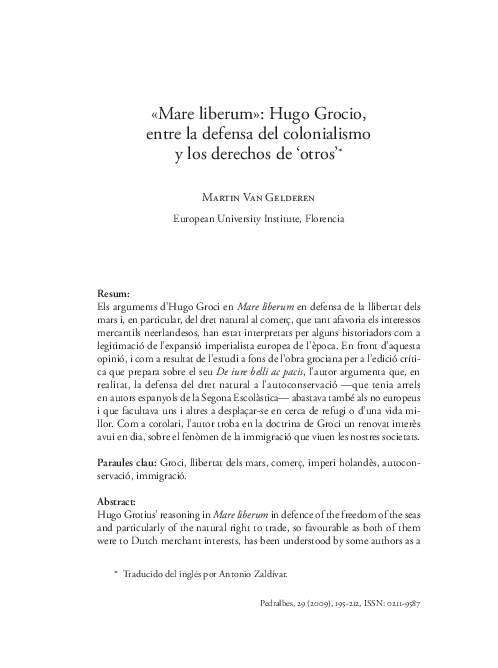 (PDF) Mare liberum": Hugo Grocio entre la defensa del colonialismo y ...
