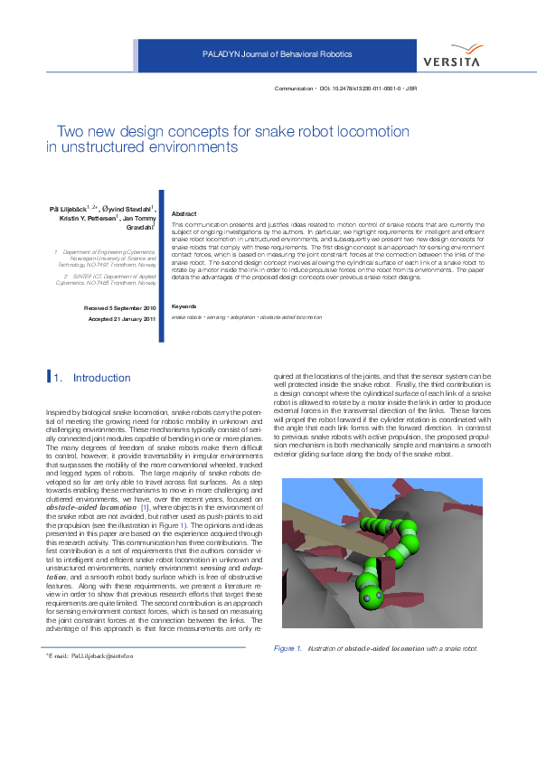 (PDF) Two new design concepts for snake robot locomotion in unstructured environments