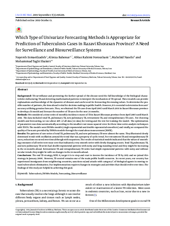 (PDF) Which Type of Univariate Forecasting Methods is Appropriate for ...
