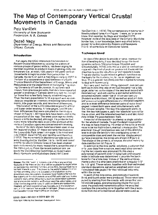 (PDF) The map of contemporary vertical crustal movements in Canada
