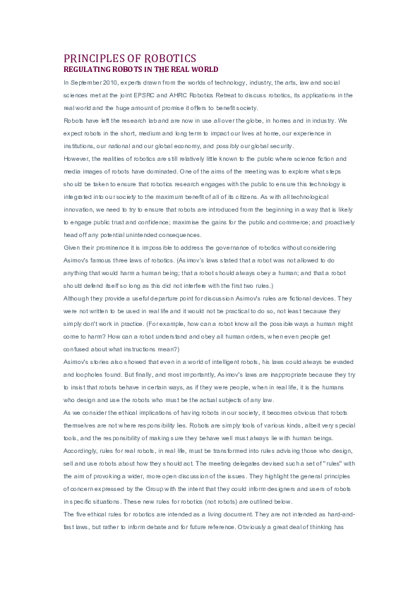 (PDF) Principles of Robotics