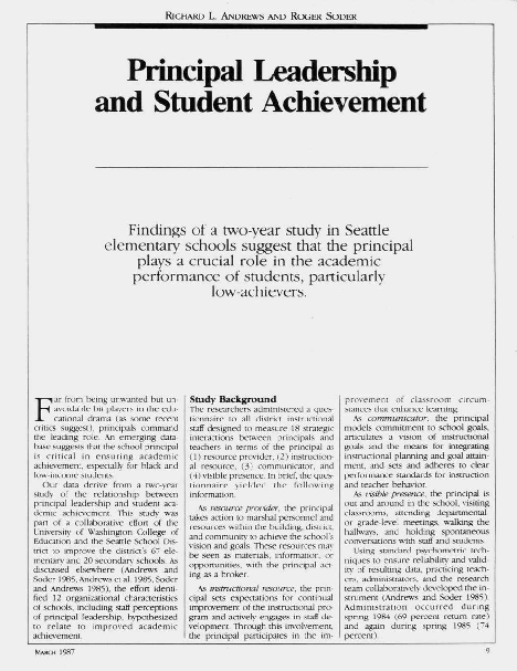 (PDF) Principal Leadership and Student Achievement