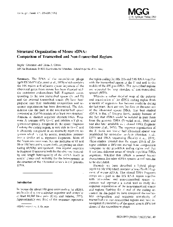 (PDF) Structural organization of mouse rDNA: Comparison of transcribed ...
