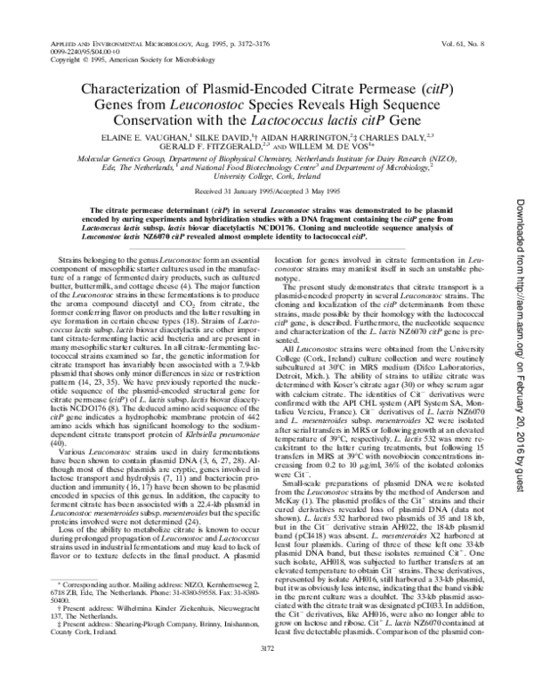 (PDF) Characterization of plasmid-encoded citrate permease (citP) genes ...