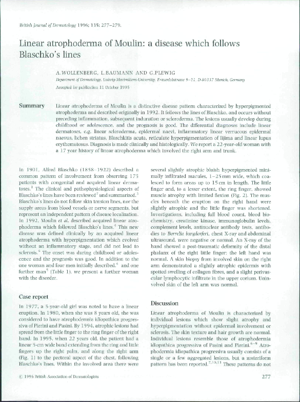 (PDF) Linear atrophoderma of Moulin: a disease which follows Blaschko's ...