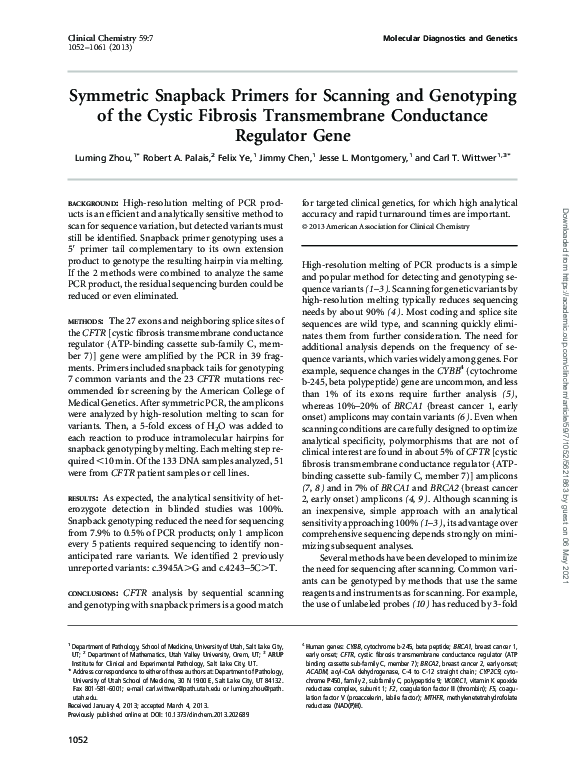(PDF) Symmetric Snapback Primers for Scanning and Genotyping of the ...