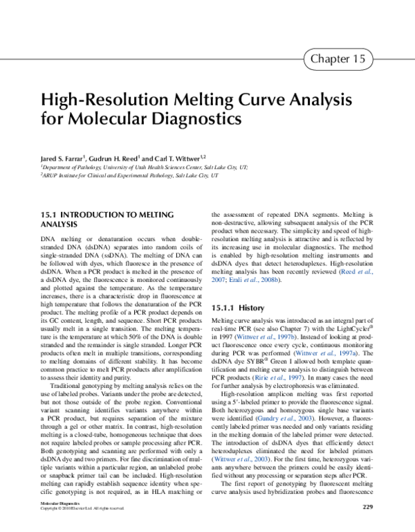 (PDF) High-Resolution Melting Curve Analysis for Molecular Diagnostics