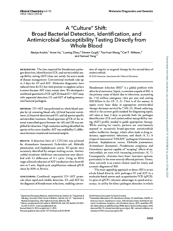 (PDF) A "Culture" Shift: Broad Bacterial Detection, Identification, and ...