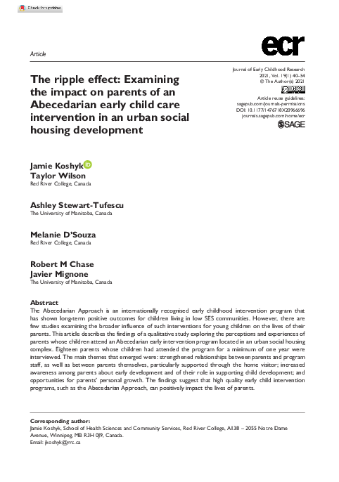 (PDF) The ripple effect: Examining the impact on parents of an ...