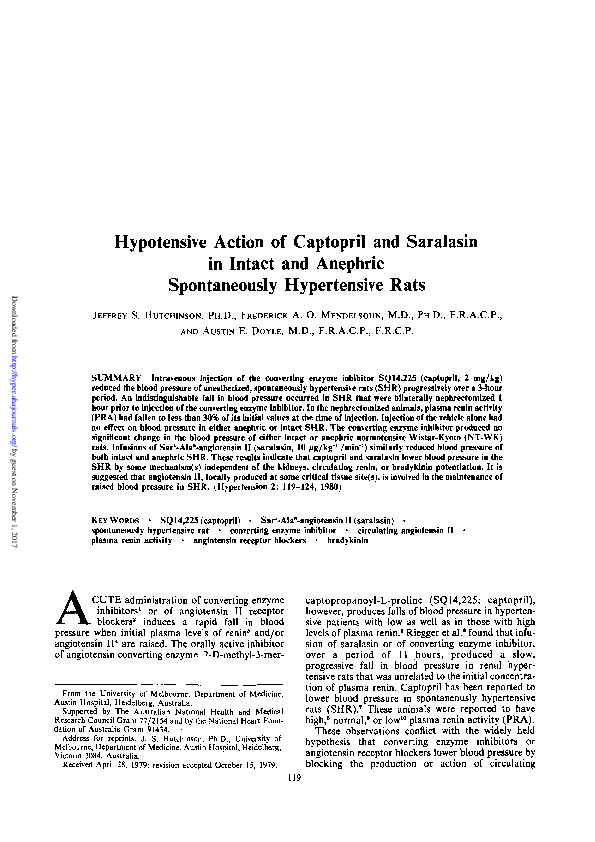 (PDF) Hypotensive action of captopril and saralasin in intact and ...