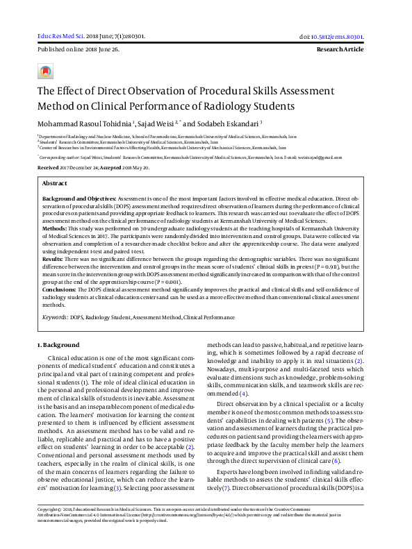 (PDF) The Effect of Direct Observation of Procedural Skills Assessment ...