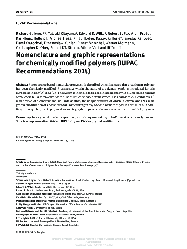 (PDF) Nomenclature and graphic representations for chemically modified ...
