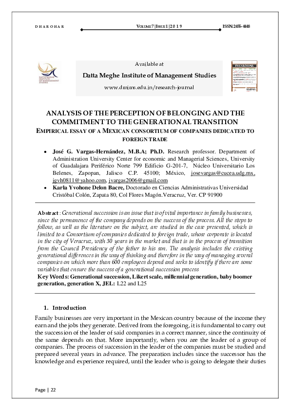 (PDF) ANALYSIS OF THE PERCEPTION OF BELONGING AND THE COMMITMENT TO THE ...