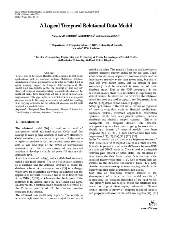 (PDF) A Logical Temporal Relational Data Model | Dr. Aqil Burney - Academia.edu