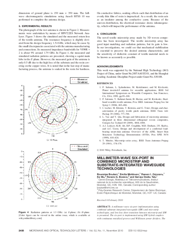 (PDF) Millimeter-wave six-port in combined microstrip and substrate ...