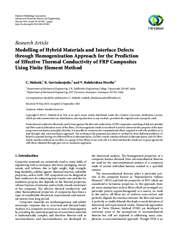 (PDF) Modelling of Hybrid Materials and Interface Defects through ...