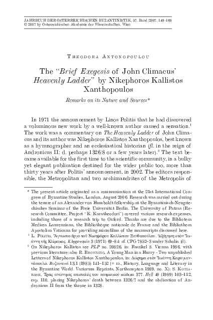 (PDF) The “Brief Exegesis of John Climacus’ Heavenly Ladder” by ...