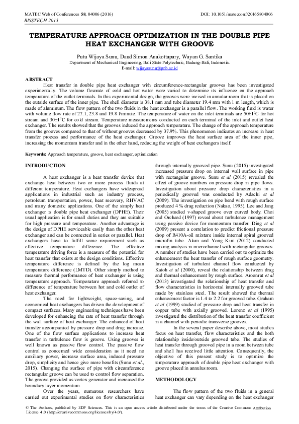 (PDF) Temperature Approach Optimization in the Double Pipe Heat ...