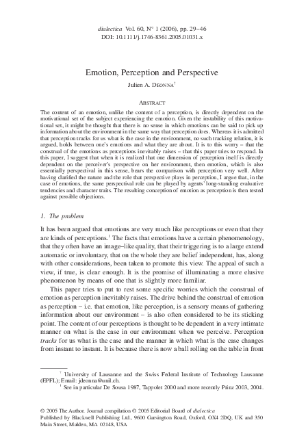 (PDF) Emotion, perception and perspective
