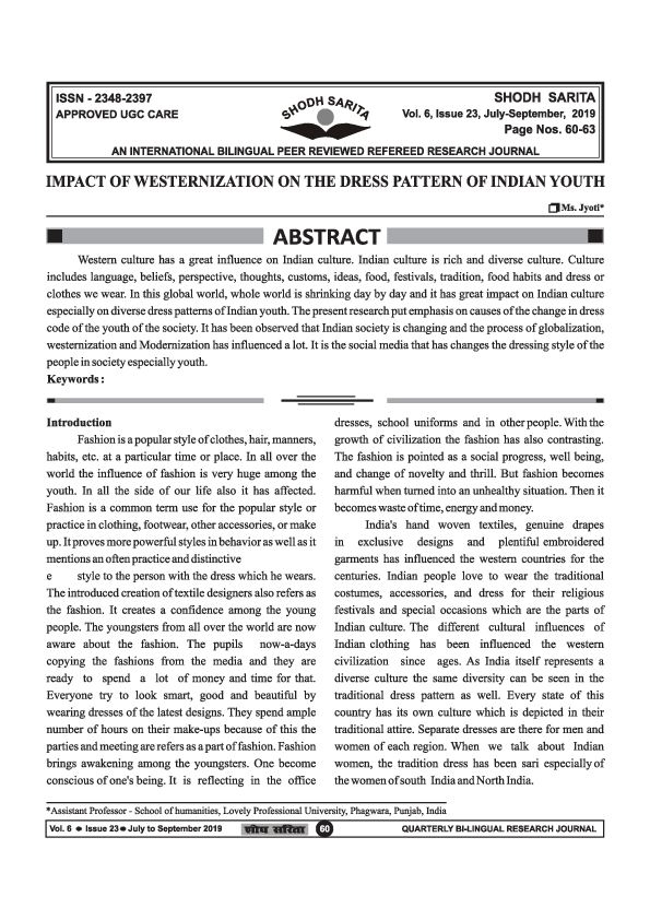 (PDF) Paper published on impact of westernization