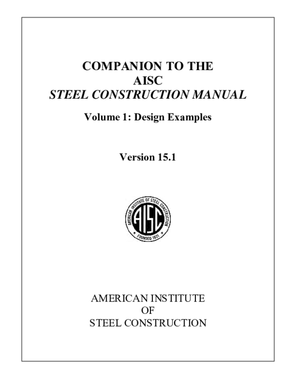 (PDF) AISC Steel Design Examples, 15th Edition v- | Leland N - Academia.edu