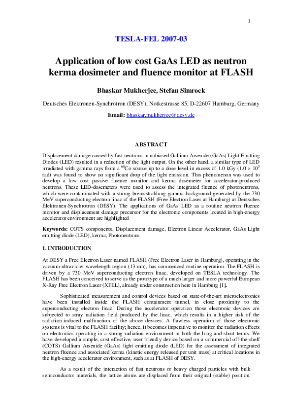 (PDF) Application of low cost GaAs LED as neutron kerma dosimeter and ...